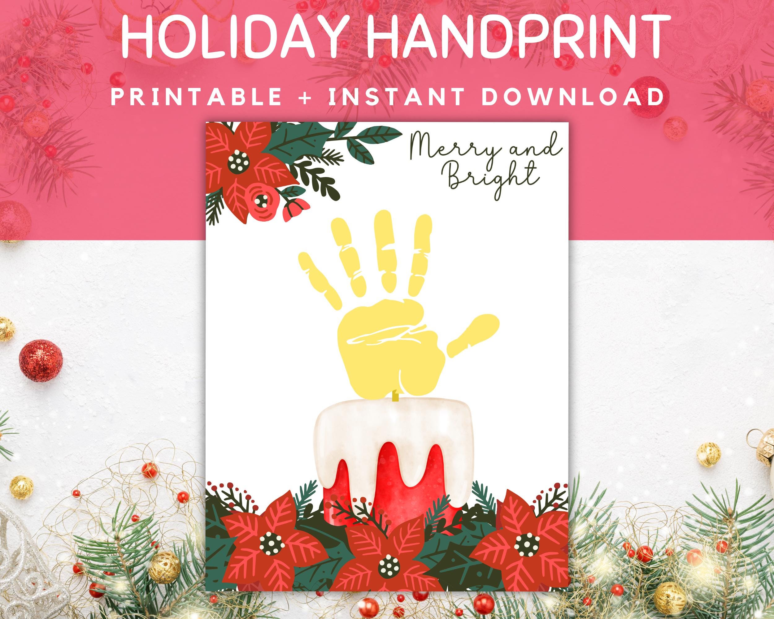 Christmas Handprint Art, Holiday Handprint Craft, Winter Handprint Art ...