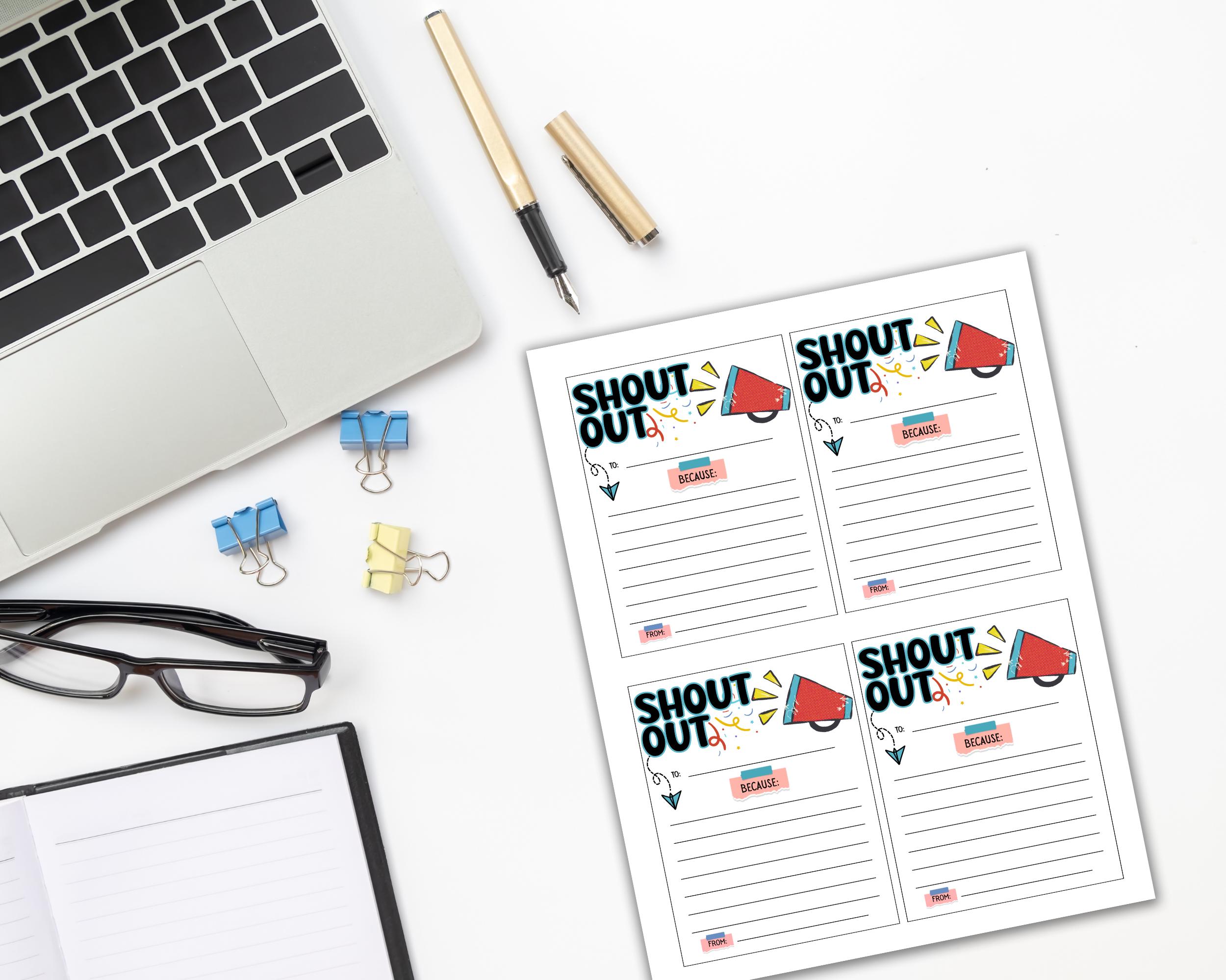 Employee Appreciation, Employee Recognition Shout Out Cards, Employee ...