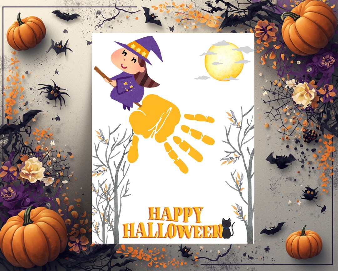 Printable Witch Halloween Handprint Art for Kids, Day Care Halloween ...