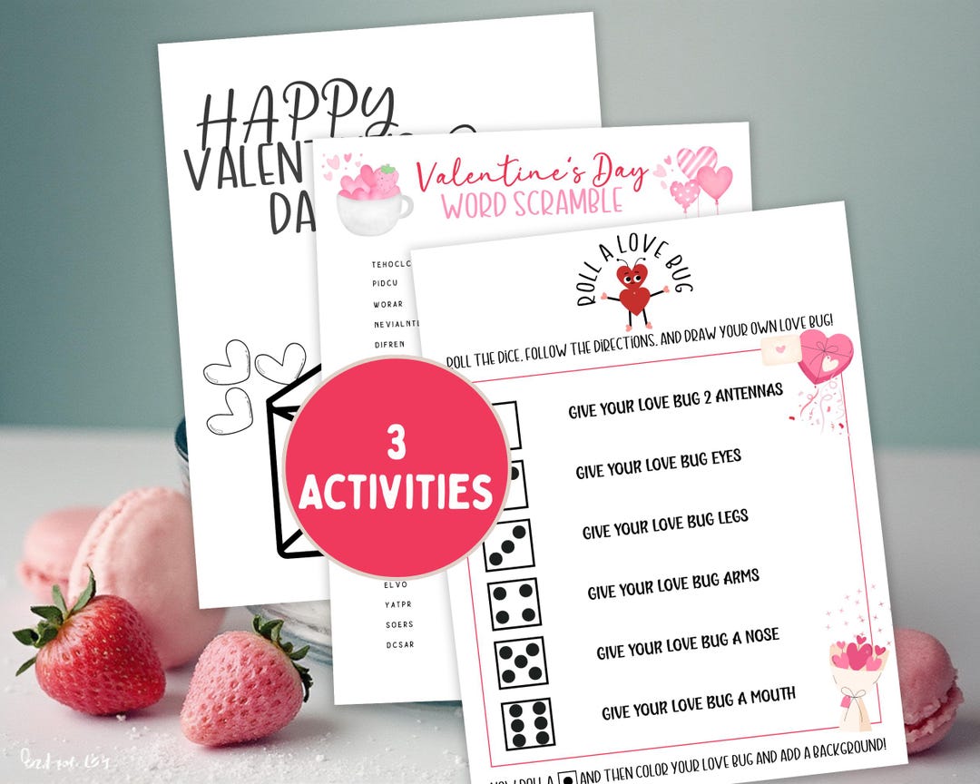Valentine's Day Games, Roll A Love Bug, Word Scramble (PDF), Classroom ...