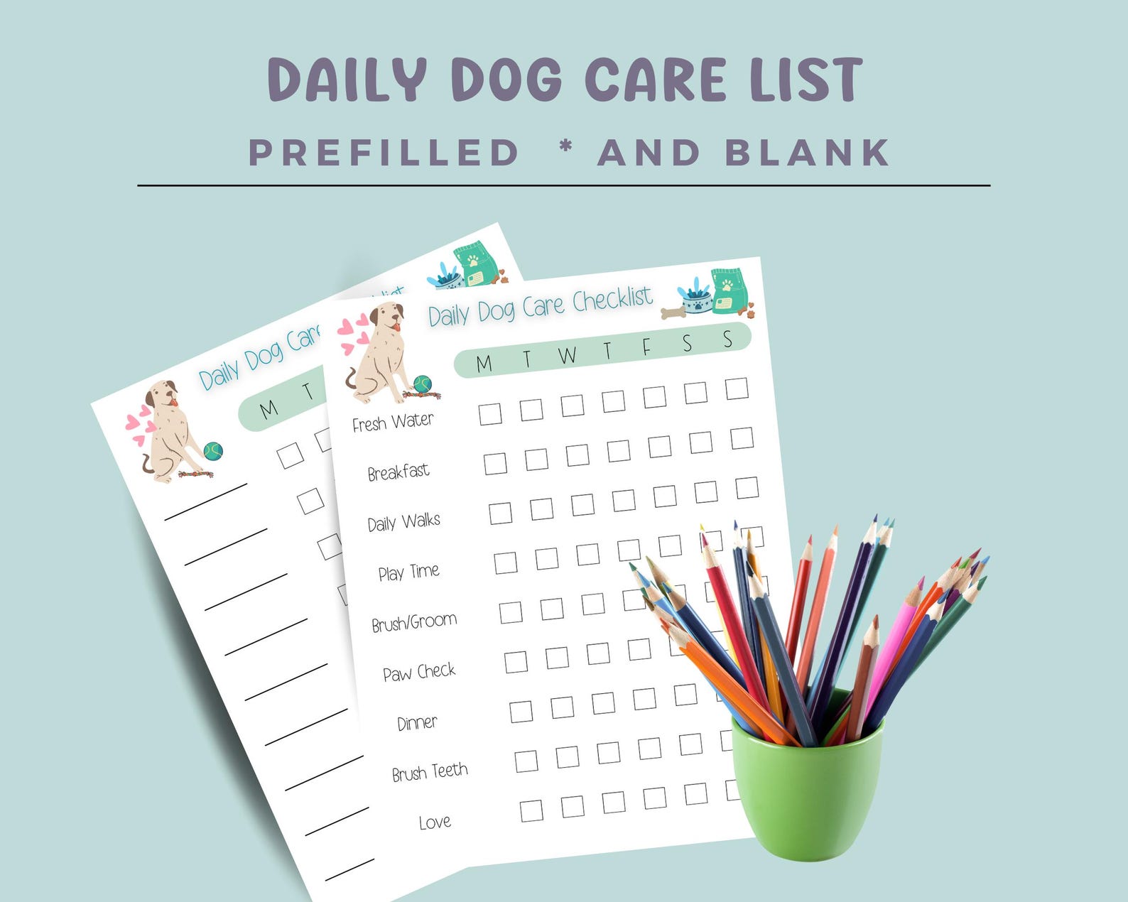 Dog Care Checklist,pet Care Checklist for Kids,new Puppy Care Checklist ...