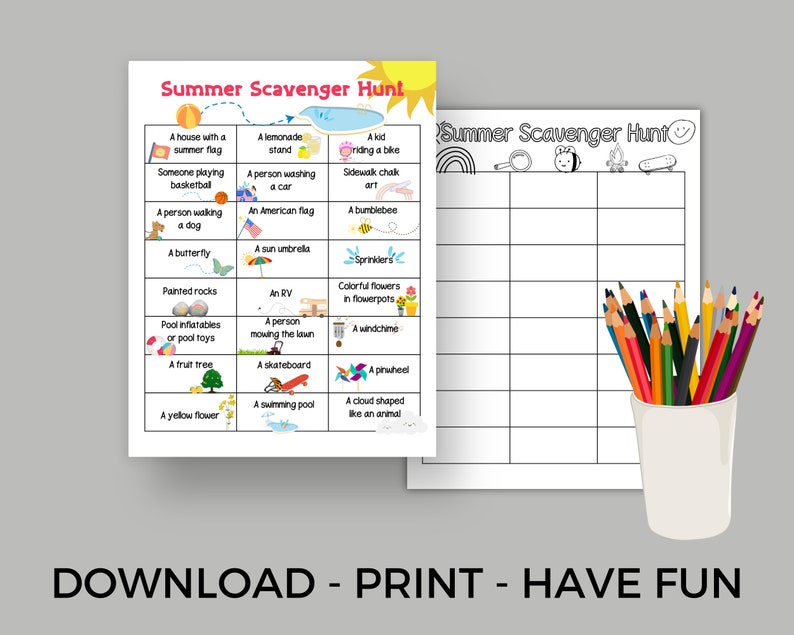 Summer Outdoor Scavenger Hunt, Backyard Scavenger Hunt, Fun Summer ...
