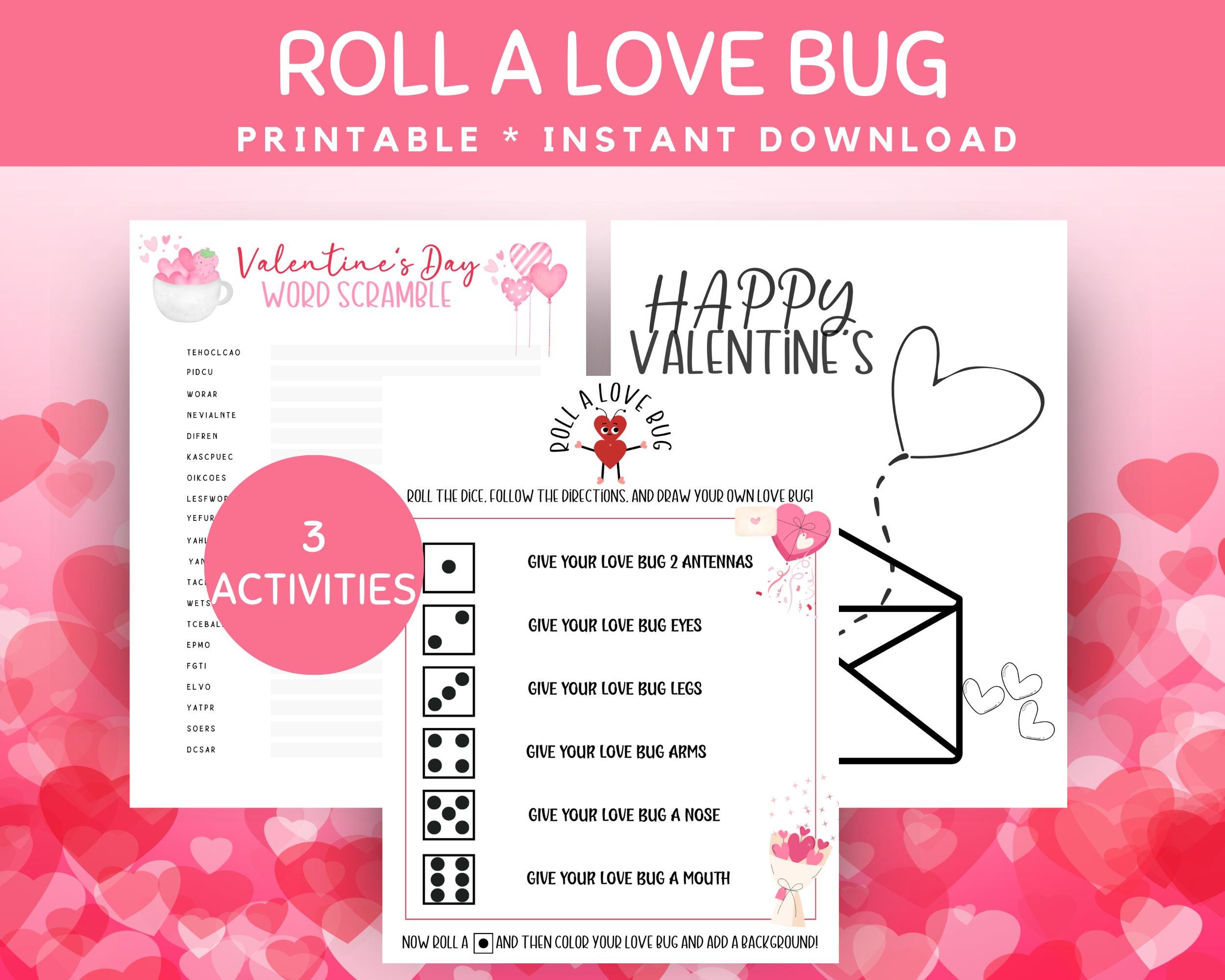 Valentine's Day Games, Roll A Love Bug, Valentine's Day Games for Small ...
