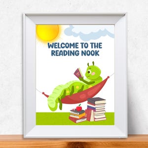 Book Nook Door Sign, Reading Nook Sign, Printable Reading Nook Sign for ...