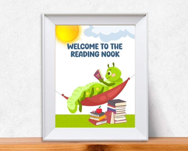 Book Nook Door Sign, Reading Nook Sign, Printable Reading Nook Sign for ...