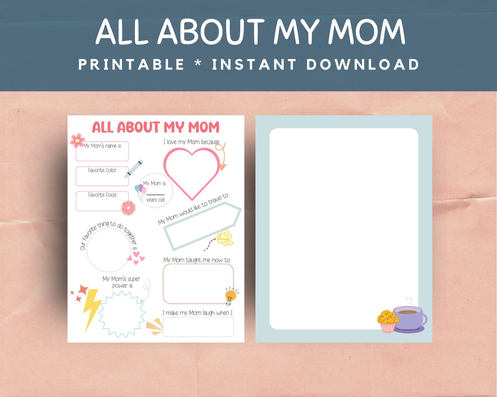 All About My Mom Printable, All About My Mommy, Mother's Day Printable ...
