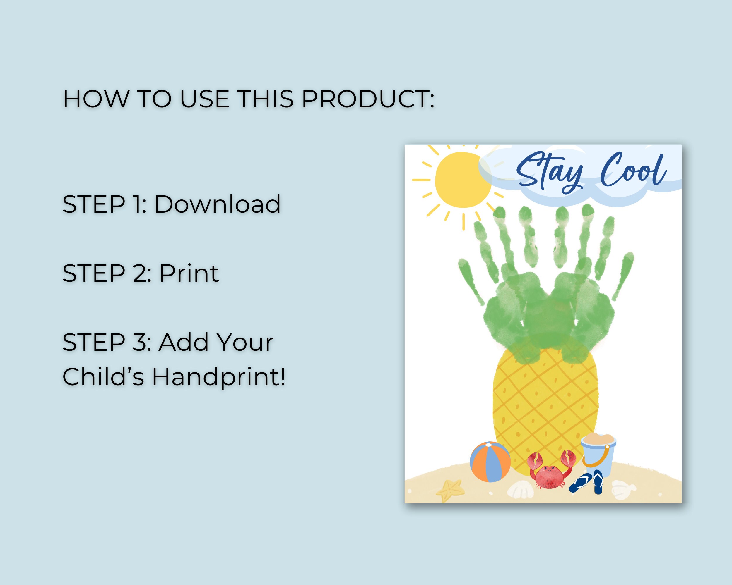 Have A Cool Summer Handprint Art, Pineapple Handprint Craft, Preschool ...