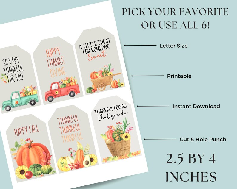 Thanksgiving Gift Tags, Fall Appreciation, Thankful for You Tags ...