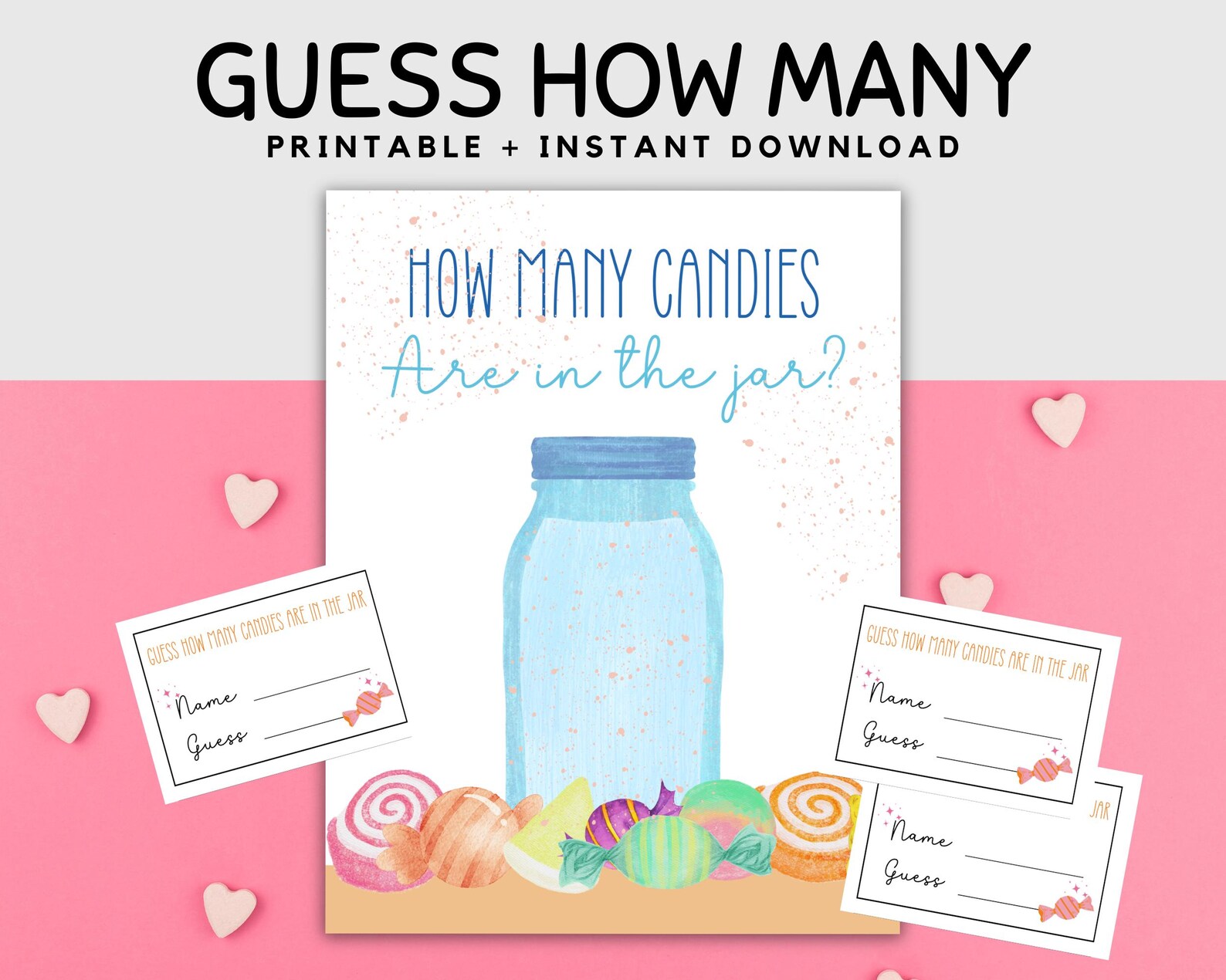 Guess How Many Candies in the Jar Printable, Door Prize Game, Baby and ...