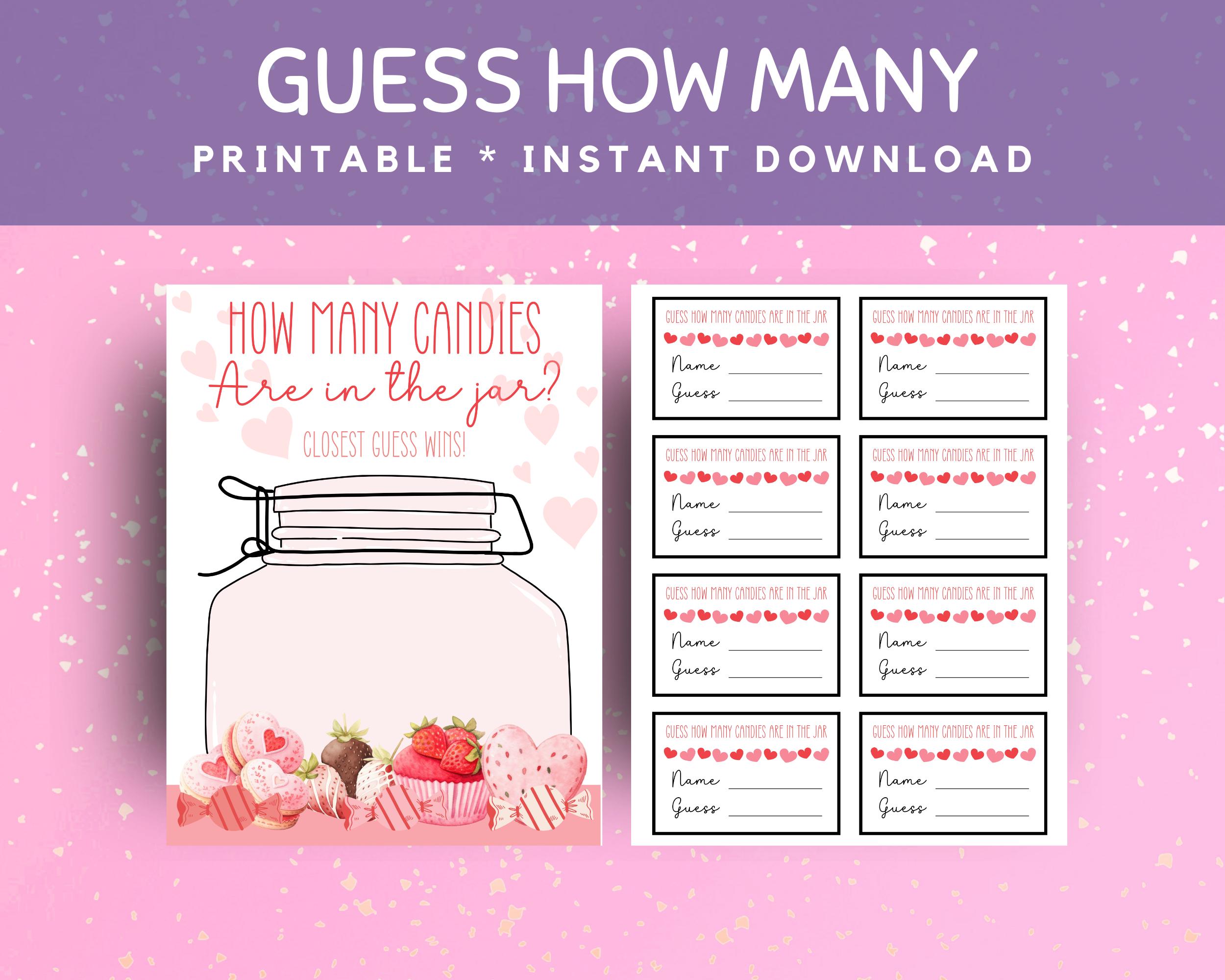 Guess How Many Candies, Valentine's Day Themed Guess How Many Candies ...