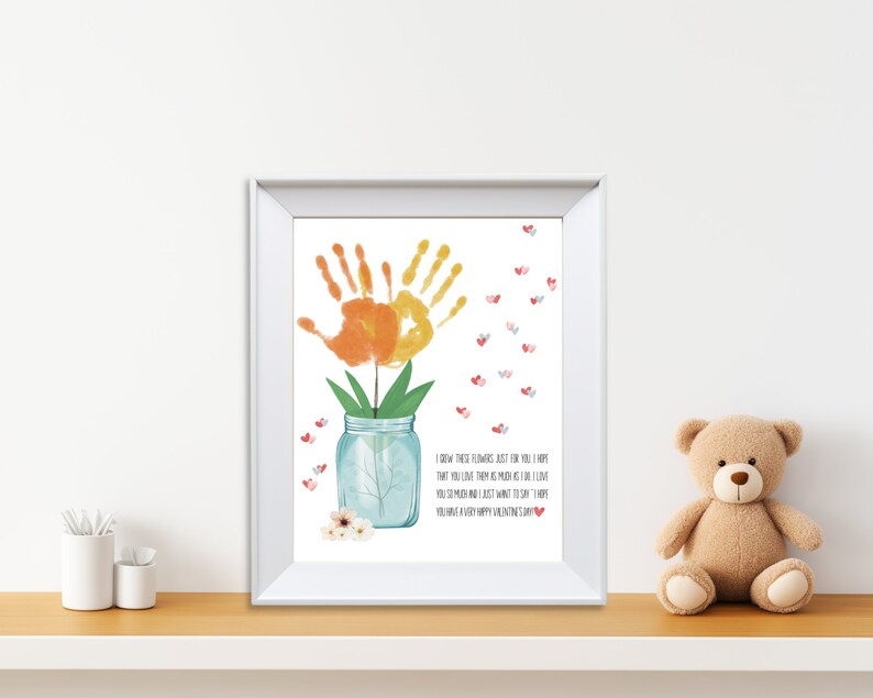 Valentine's Day Handprint, Flower Vase Handprint Art, Valentine's Day ...