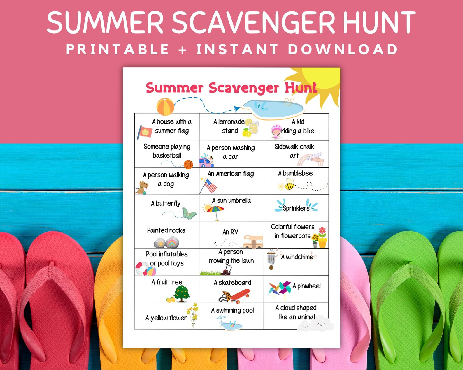 Summer Outdoor Scavenger Hunt, Backyard Scavenger Hunt, Fun Summer ...