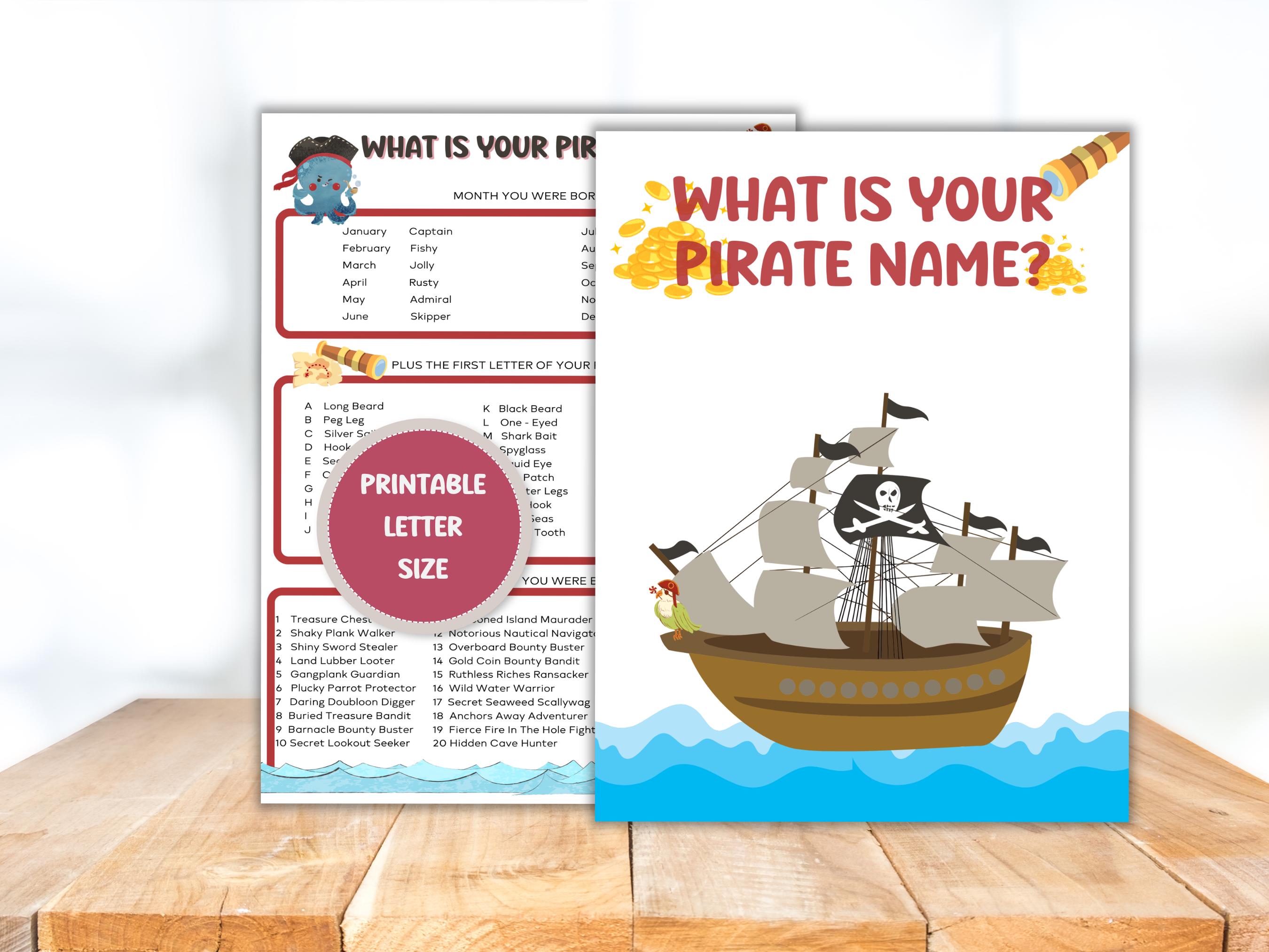 What is Your Pirate Name, Talk Like A Pirate Day, Pirate Birthday Decor ...