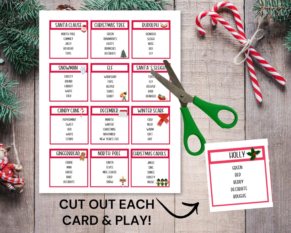 Forbidden Word, Christmas Themed Forbidden Word Game, Christmas Party ...