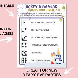 New Years Games, New Year's Candy Dice, New Year's Eve Party Games, New ...