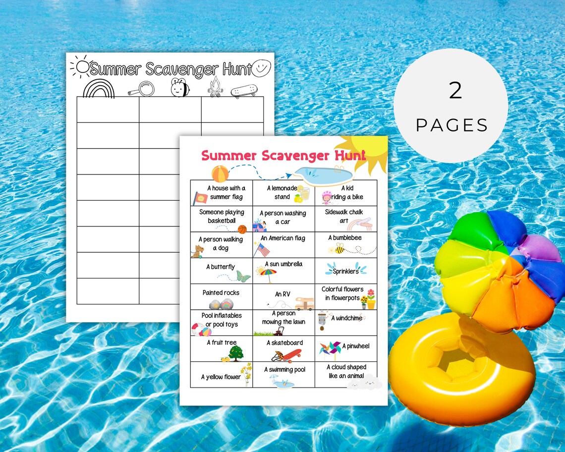 Summer Outdoor Scavenger Hunt, Backyard Scavenger Hunt, Fun Summer ...