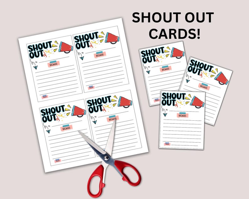 Employee Appreciation, Employee Recognition Shout Out Cards, Employee ...