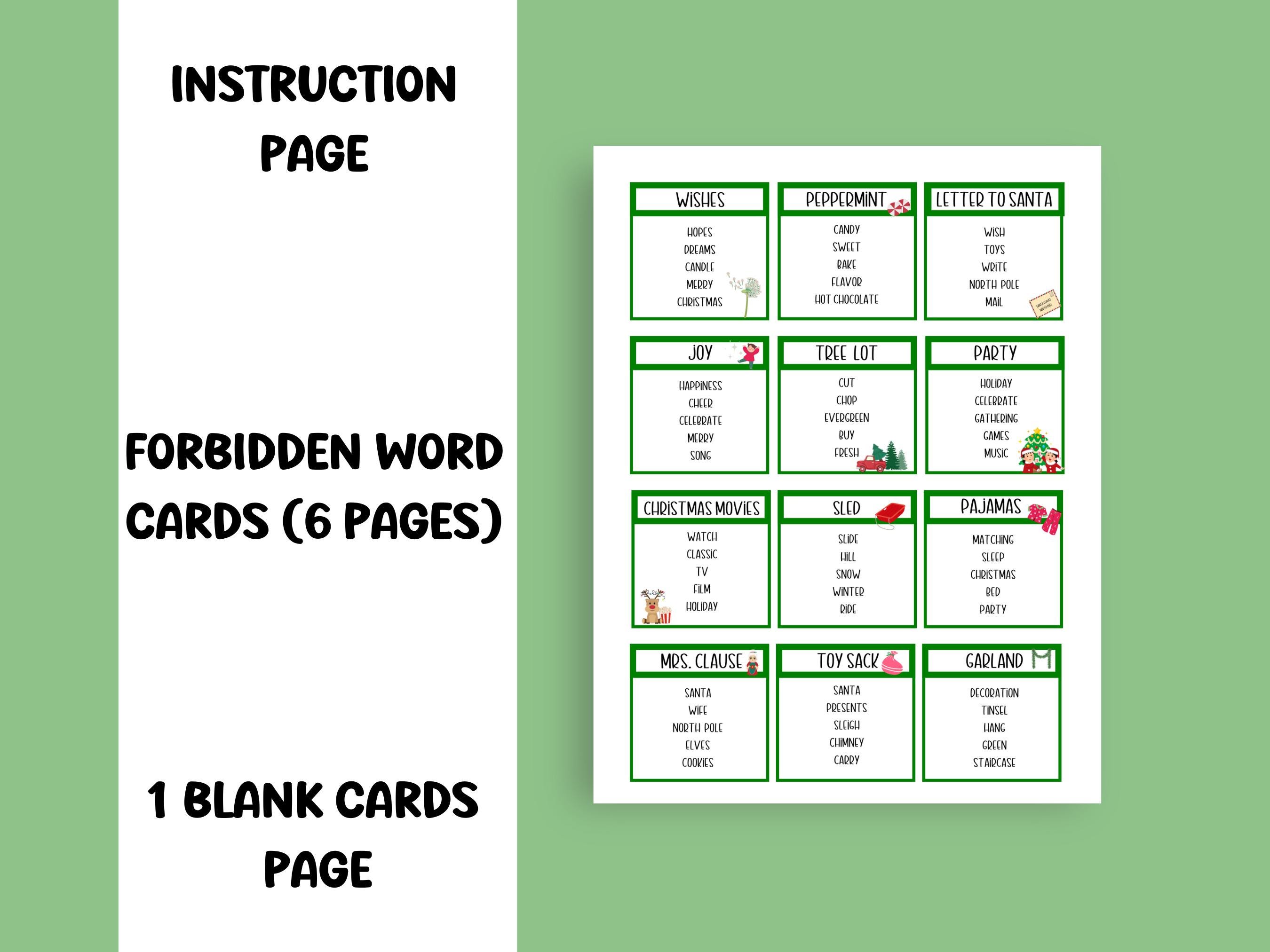 Forbidden Word, Christmas Themed Forbidden Word Game, Christmas Party ...