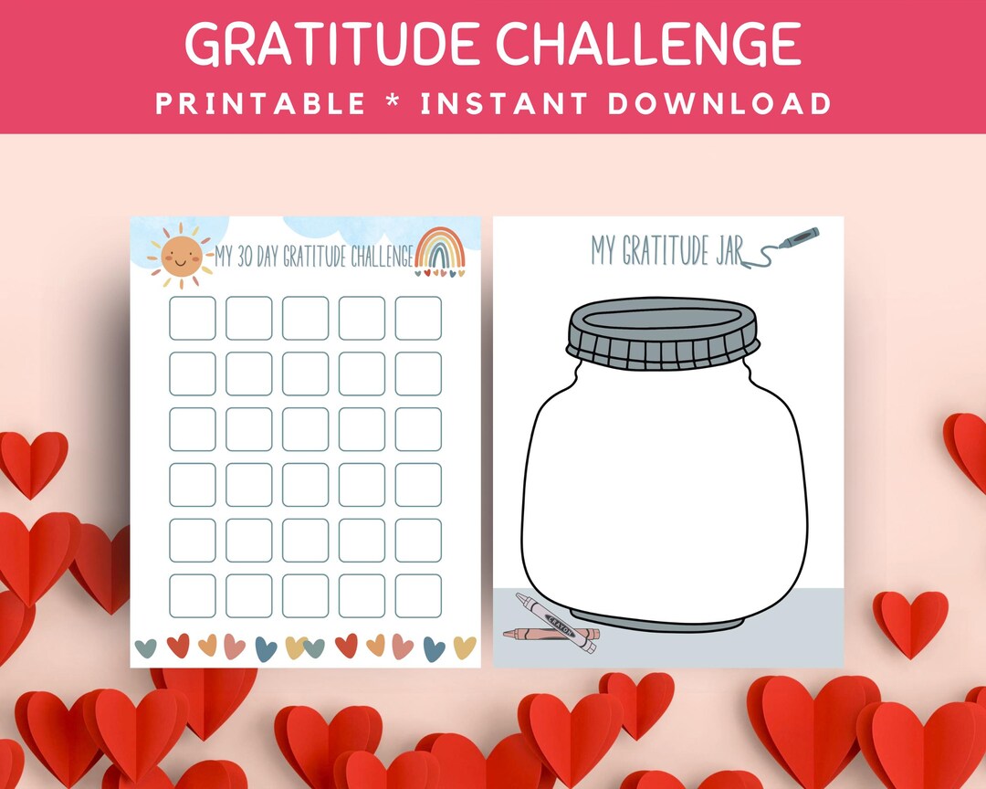 Gratitude Jar Printable, Kids Daily Gratitude, Gratitude Challenge ...