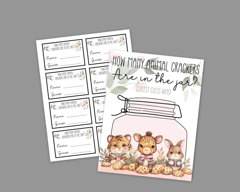 Guess How Many Animal Crackers Printable Signs and Guessing Cards ...