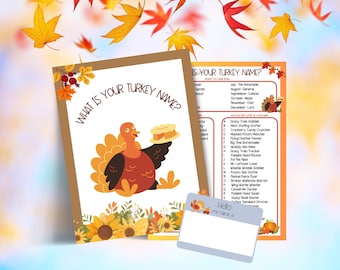 What is Your Turkey Name | Thanksgiving Games Printable | Thanksgiving ...