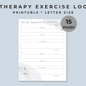 Physical Therapy Log, Daily Exercise Planner, Therapy Exercise Tracker, Occupational Therapy Log ...