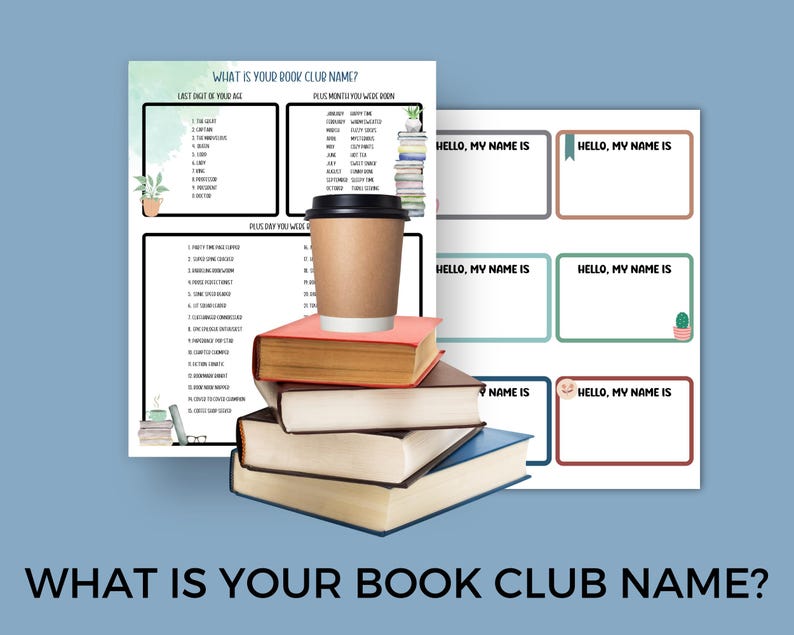 Book Club Games Bundle, What is Your Book Name, Book Club Party, Book ...