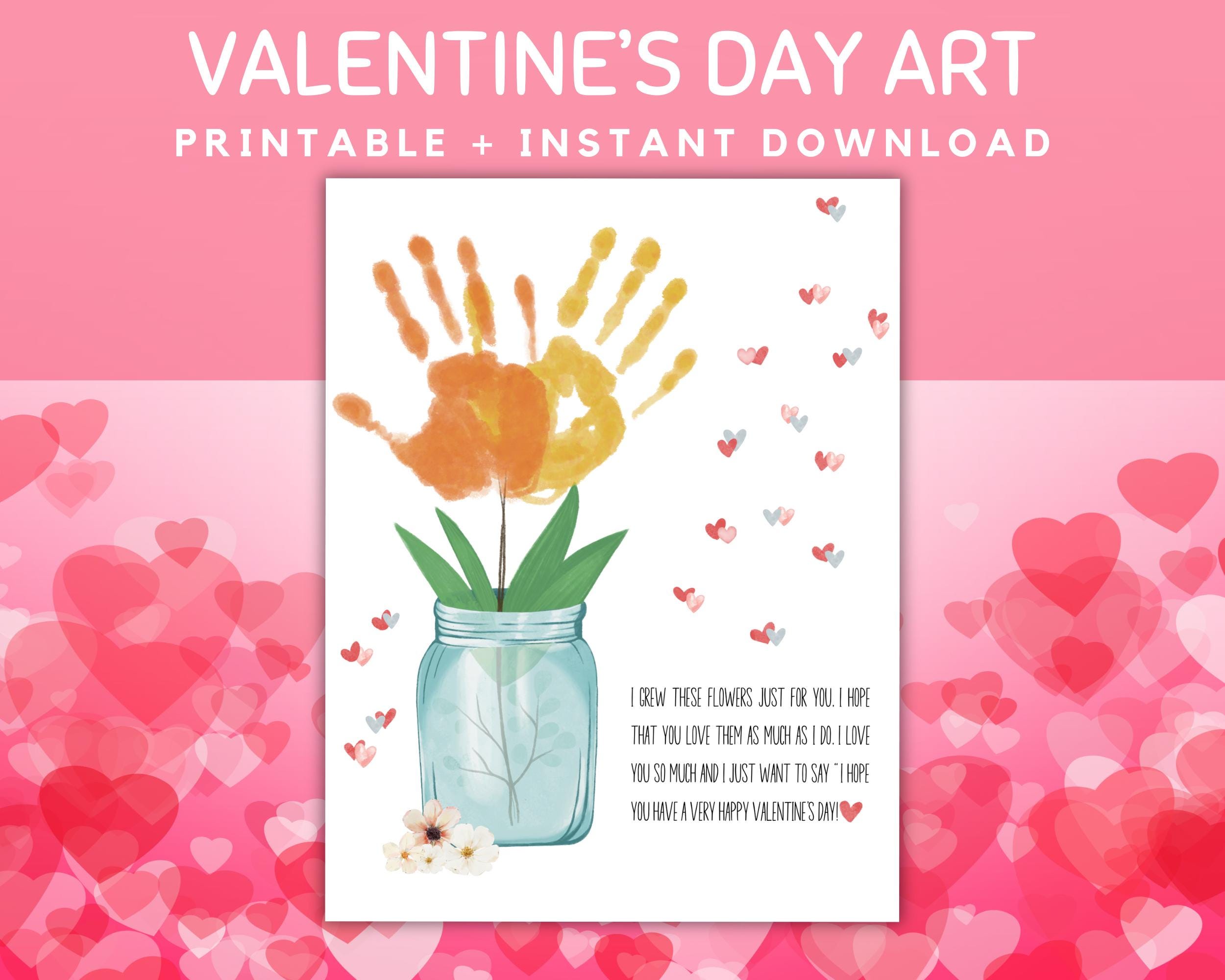 Valentine's Day Handprint, Flower Vase Handprint Art, Valentine's Day ...