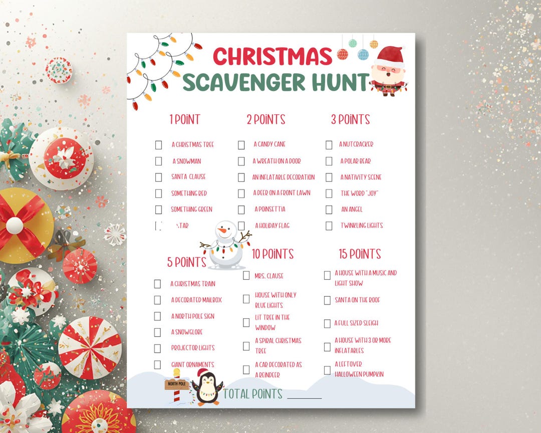 Christmas Scavenger Hunt, Christmas Hunt, Teen Scavenger Hunt, Family ...