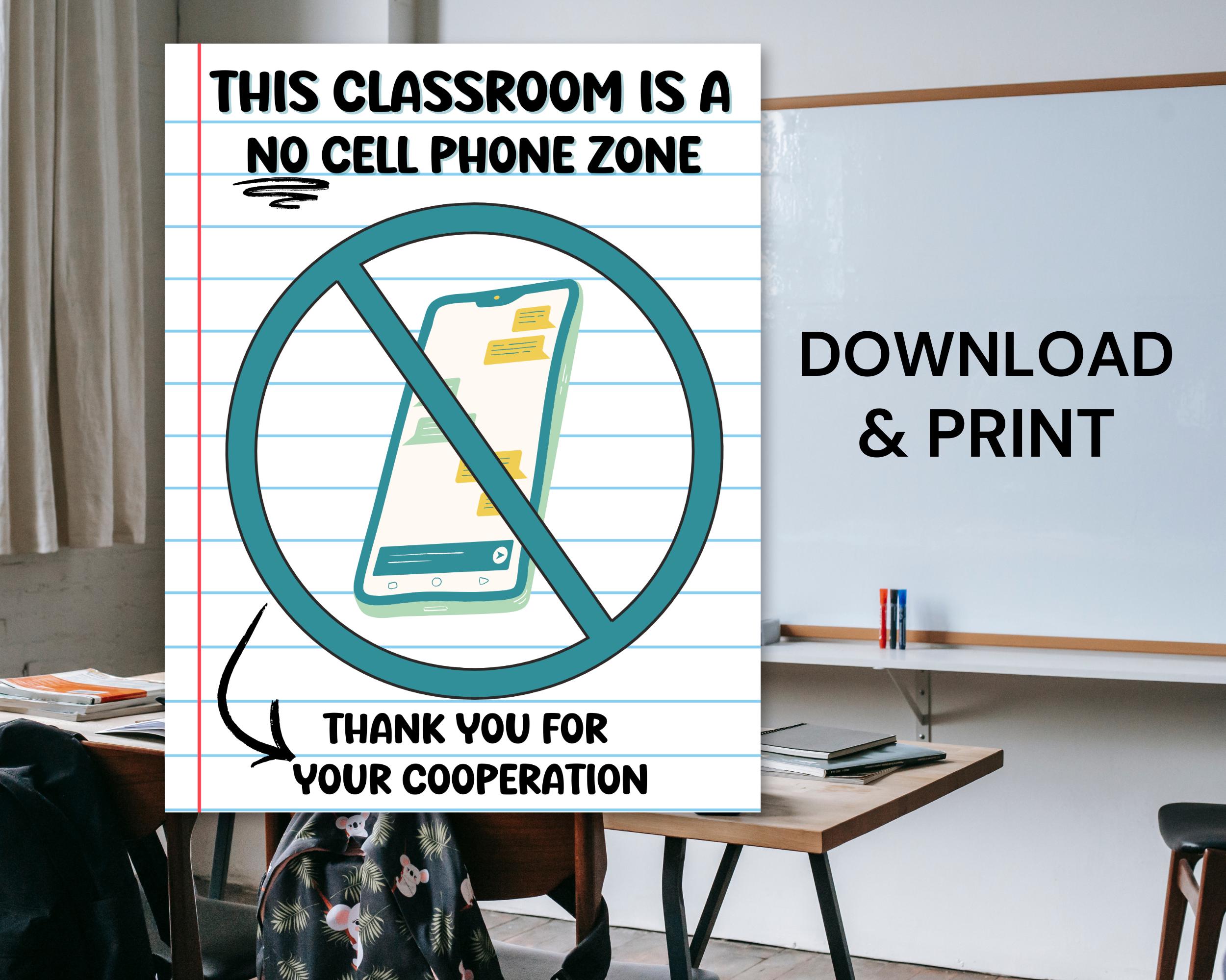 No Cell Phone Classroom Sign, Printable High School Decor (digital ...