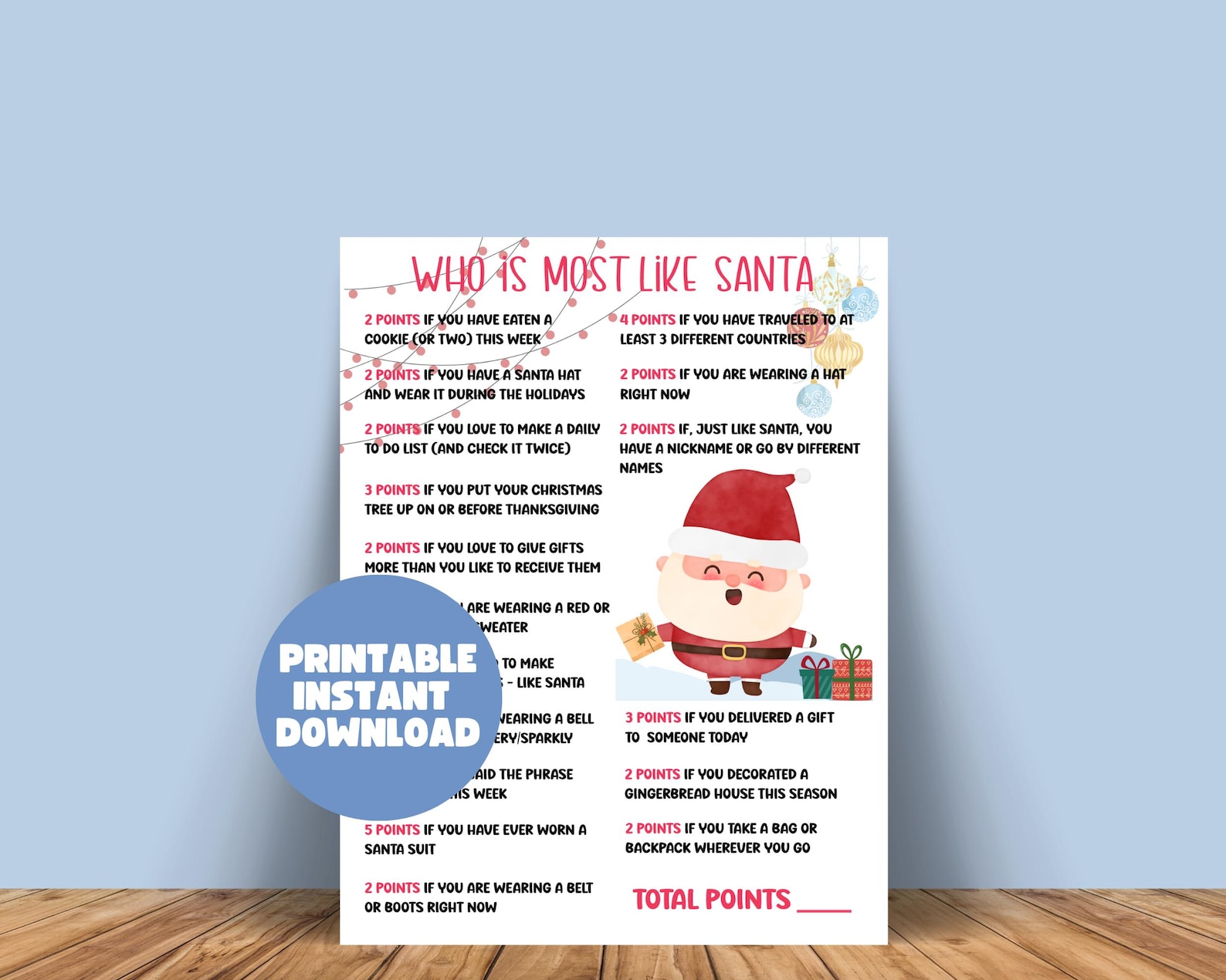Who is Most Like Santa, Printable Christmas Party Game, Holiday Party ...