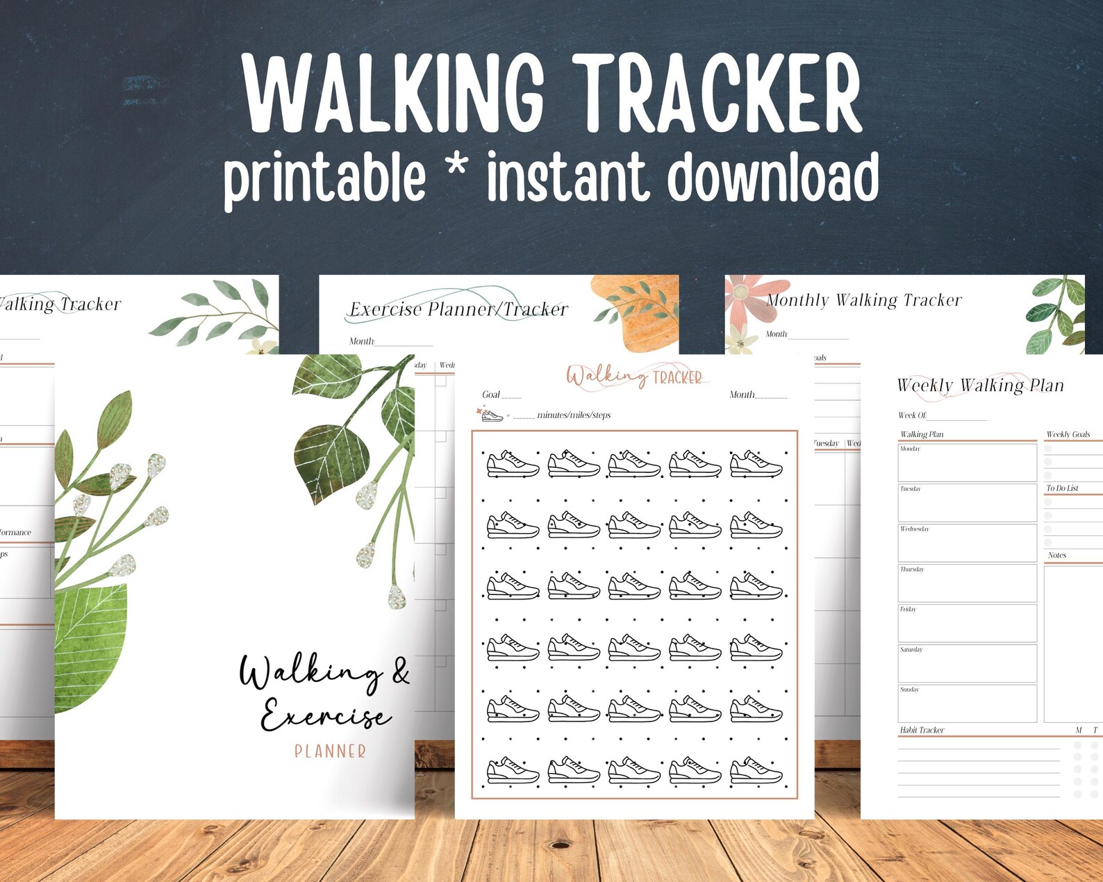 Walking Tracker Printable, Walking Challenge Printable, Monthly Walking ...