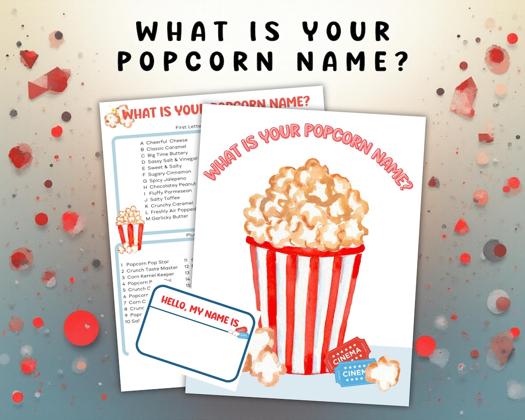 What is Your Popcorn Name With Name Tags, Printable Popcorn Name ...