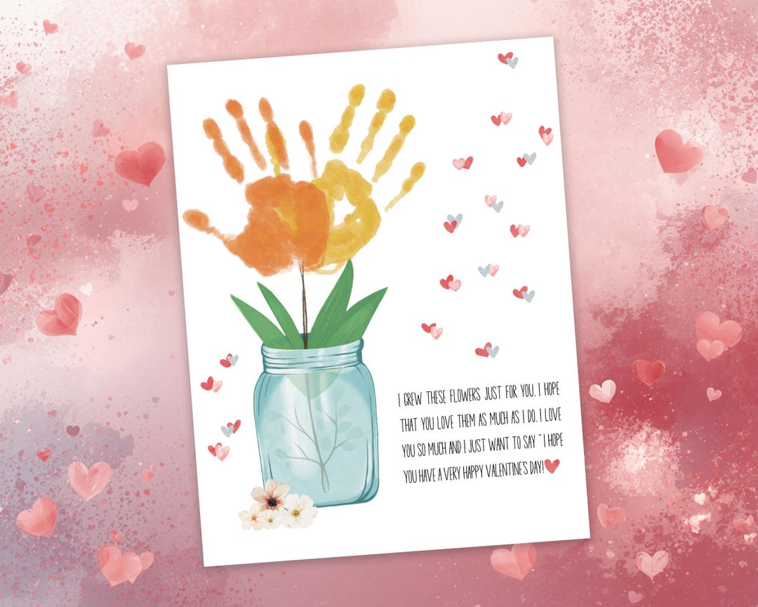 Valentine's Day Handprint Art, Printable Valentine's Day Poem for Mom ...