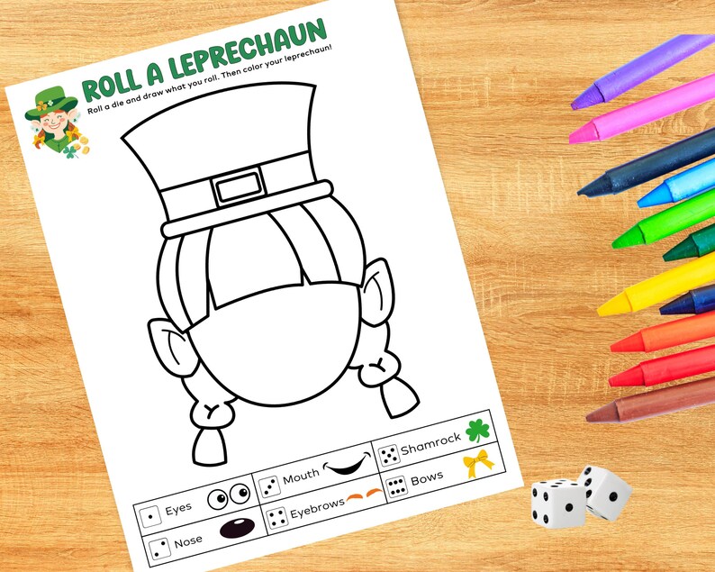 Roll A Leprechaun Dice Game, Printable St. Patrick's Day Game, March ...