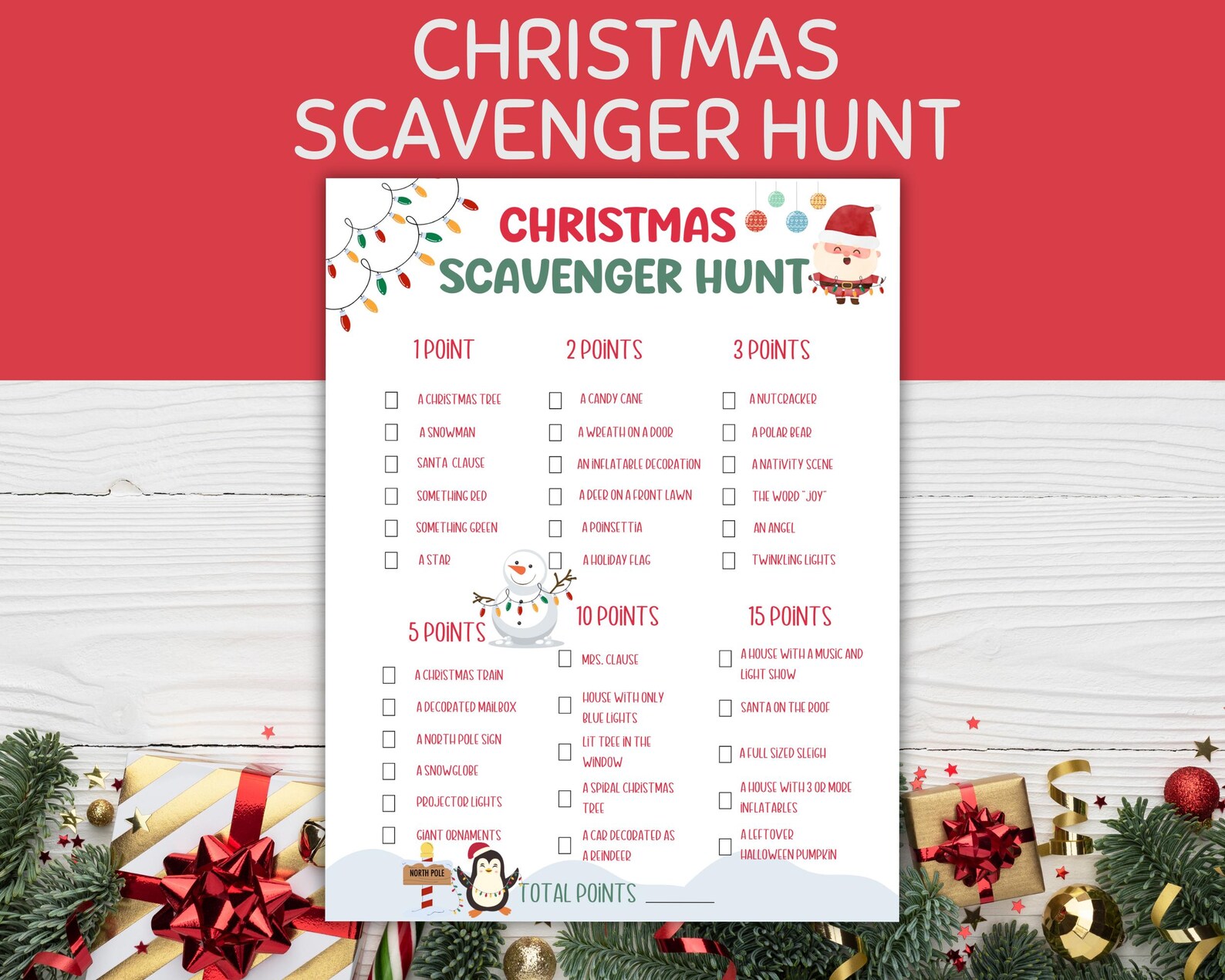 Downloadable Christmas Party Games, Christmas Scavenger Hunt, Find the ...