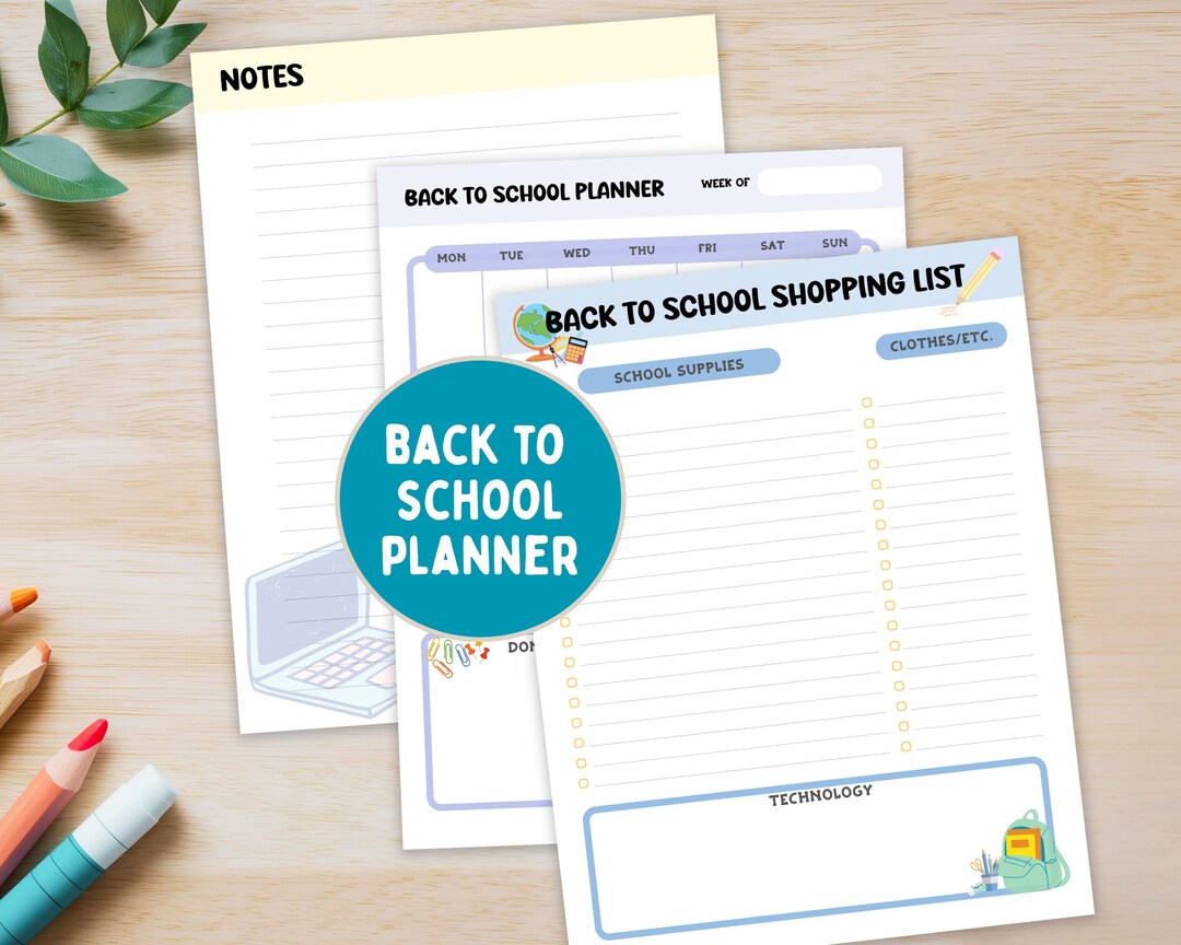 Printable Back to School Checklist, Planner, Shopping List (PDF) - Etsy