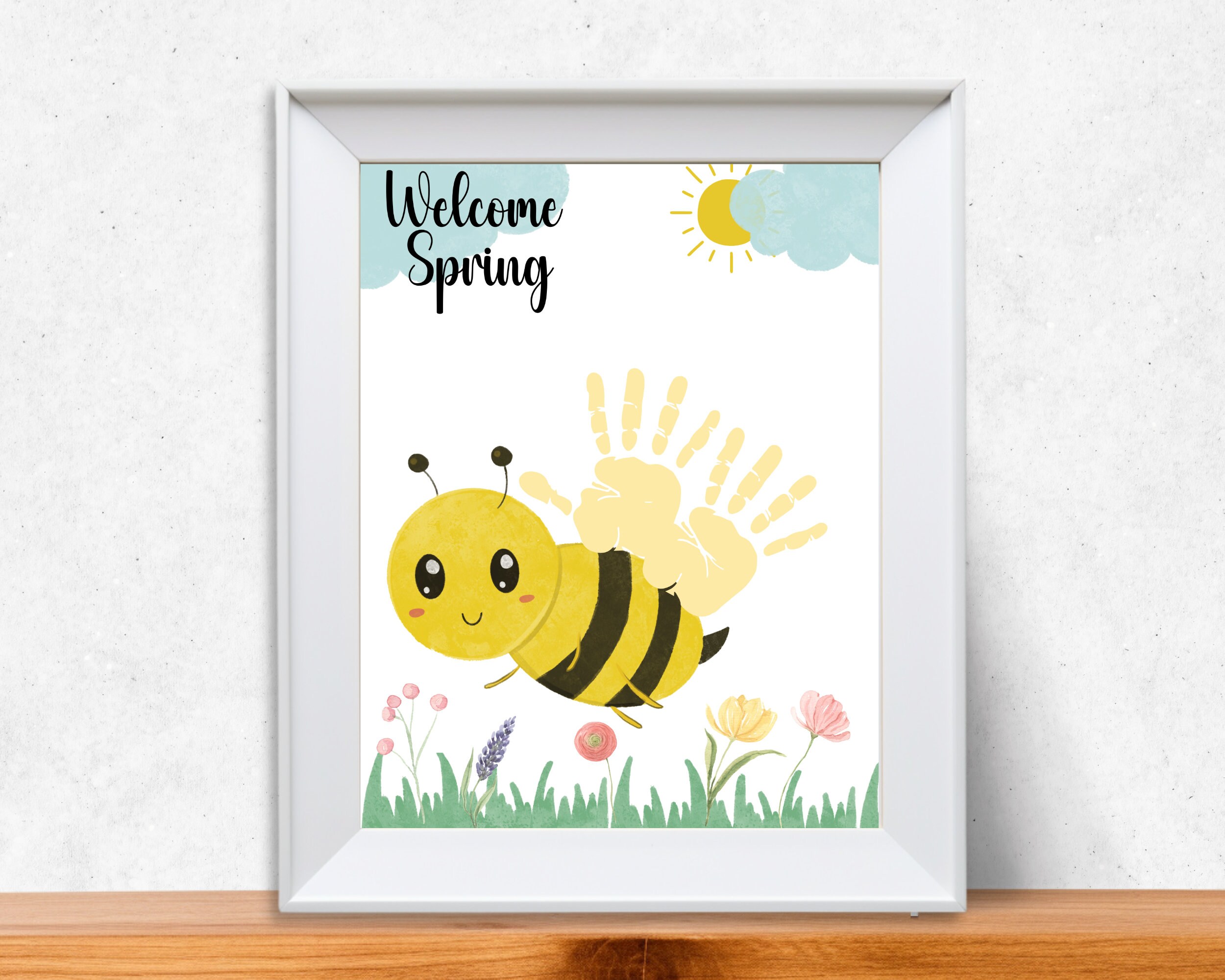 Spring Handprint Art, Bee Handprint, Spring Art for Kids, Preschool ...