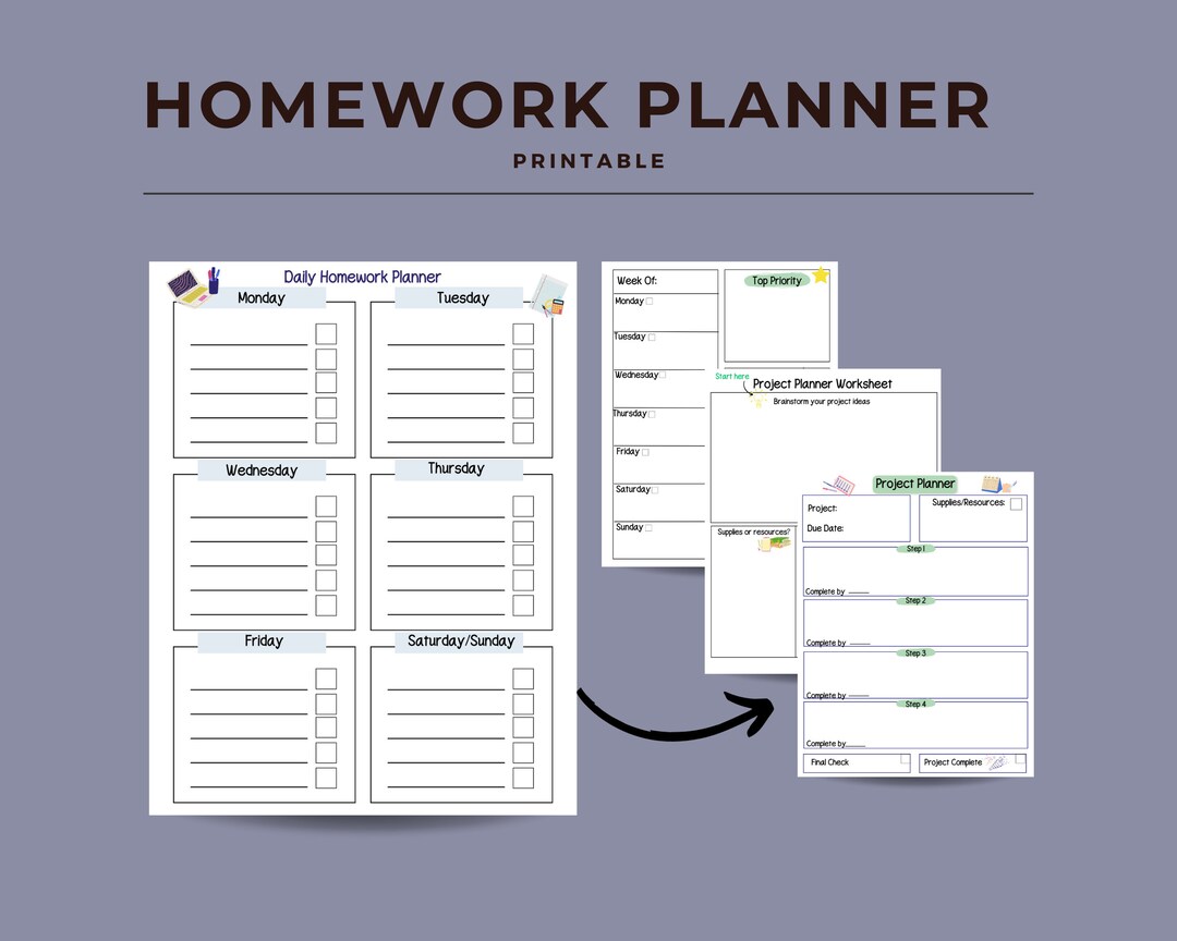Kids Homework Planner, Homework Checklist,homework Plan,student Planner ...