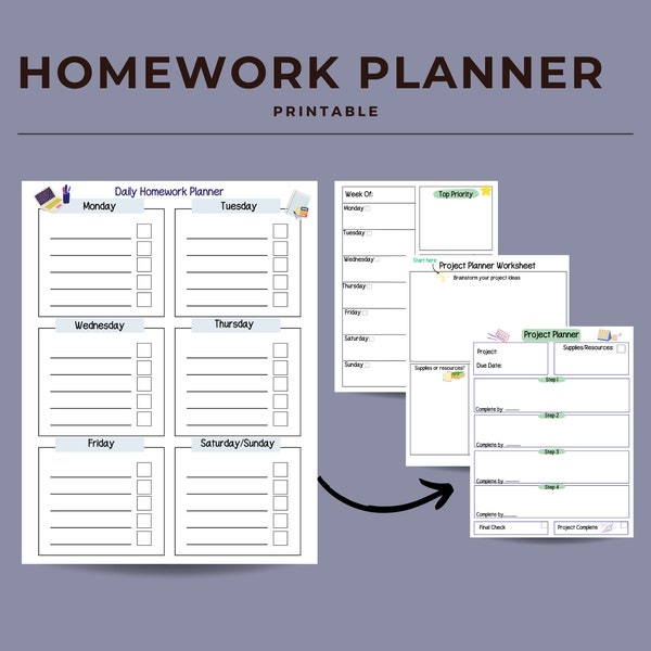 Homework Planner - Etsy