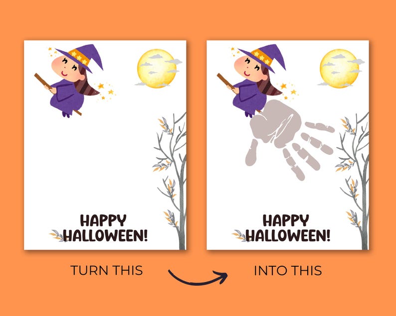 Printable Witch Halloween Handprint Art for Kids, Day Care Halloween ...