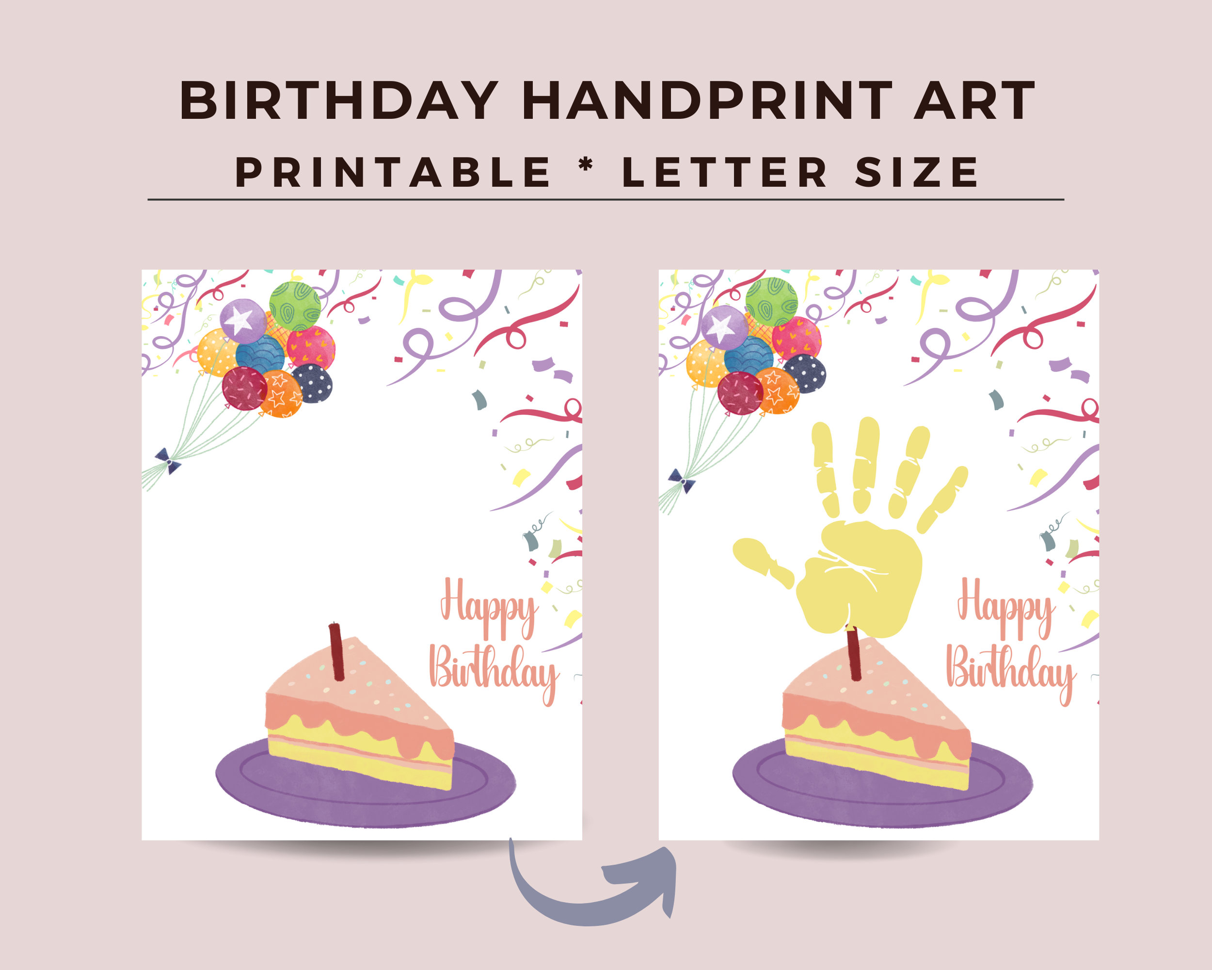 Happy Birthday Handprint Card, Birthday Card From Kids, Handprint Card ...