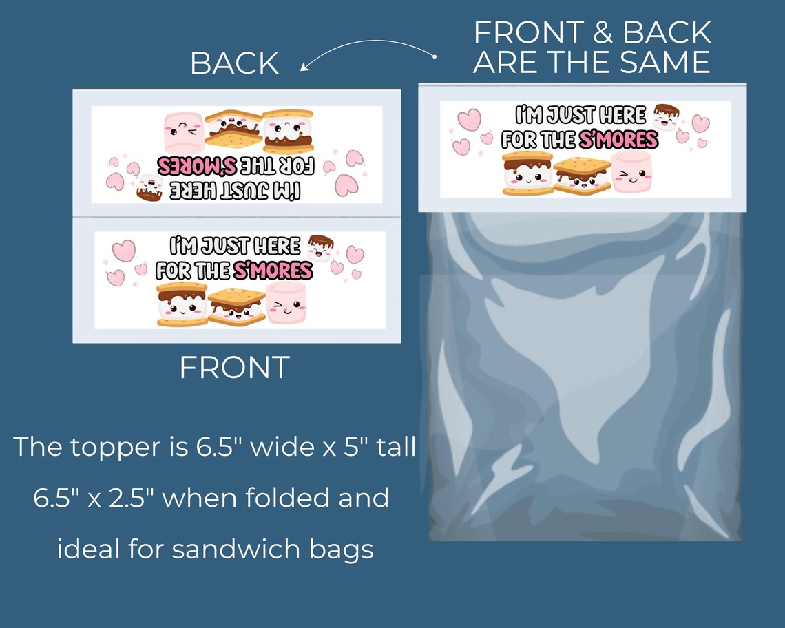 S'more Treat Bag Printable, Camping Treat Bag Topper, S'more Treat Bag ...