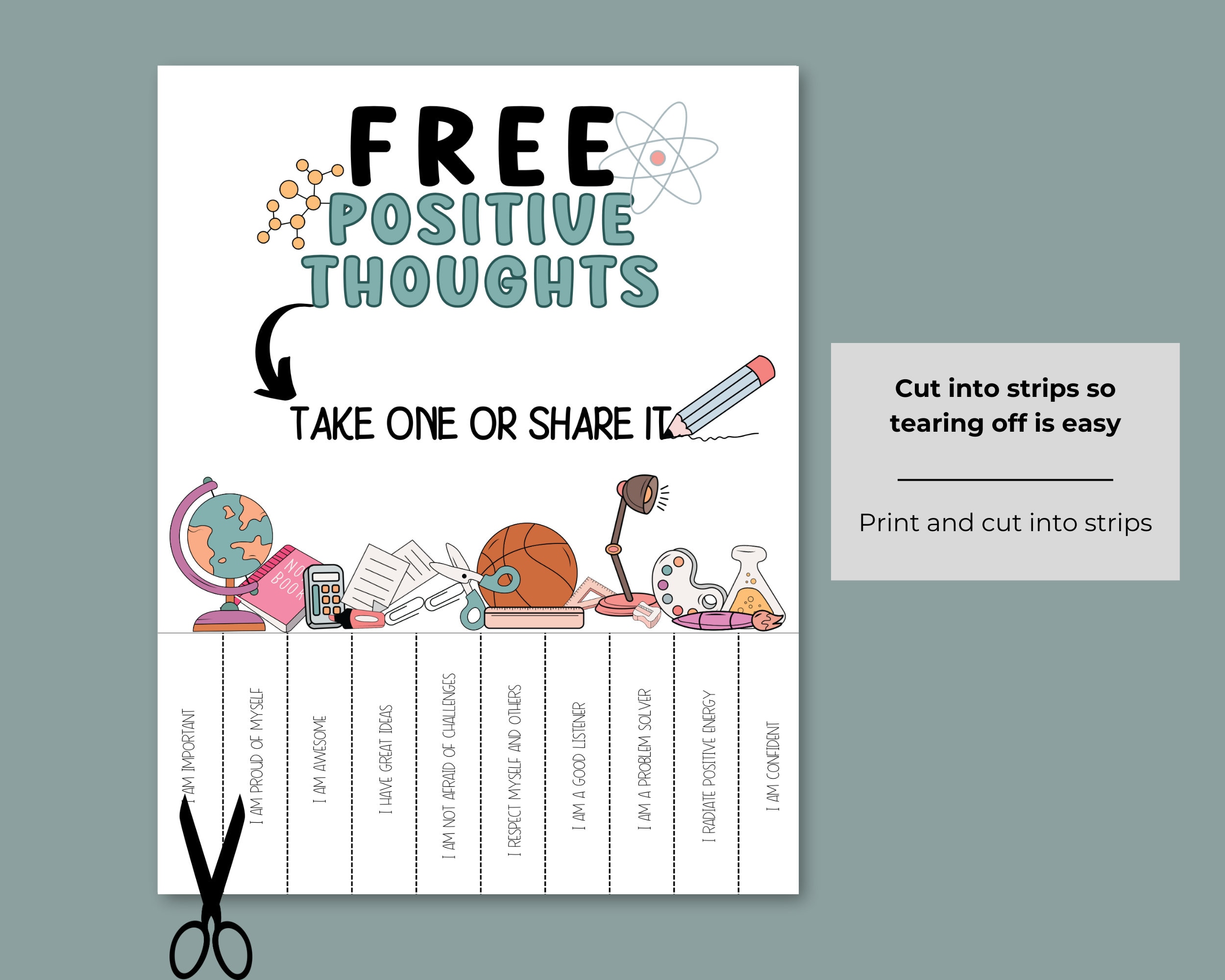 Positive Affirmation Tear off Flyer,encouragement Flyer,school ...