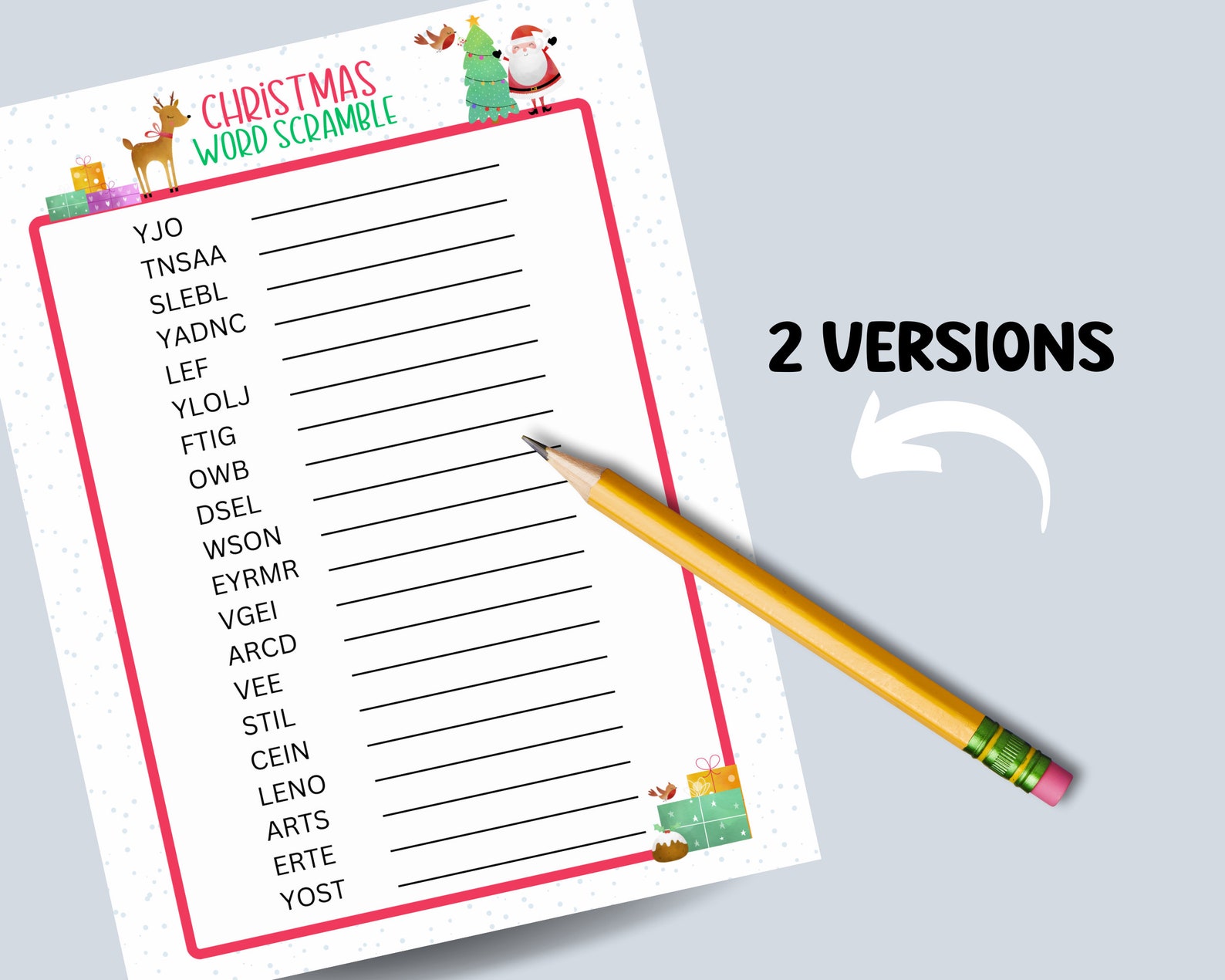 Christmas Word Scramble, Printable Holiday Word Scramble, Holiday ...