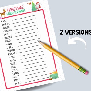 Christmas Word Scramble, Printable Holiday Word Scramble, Holiday ...