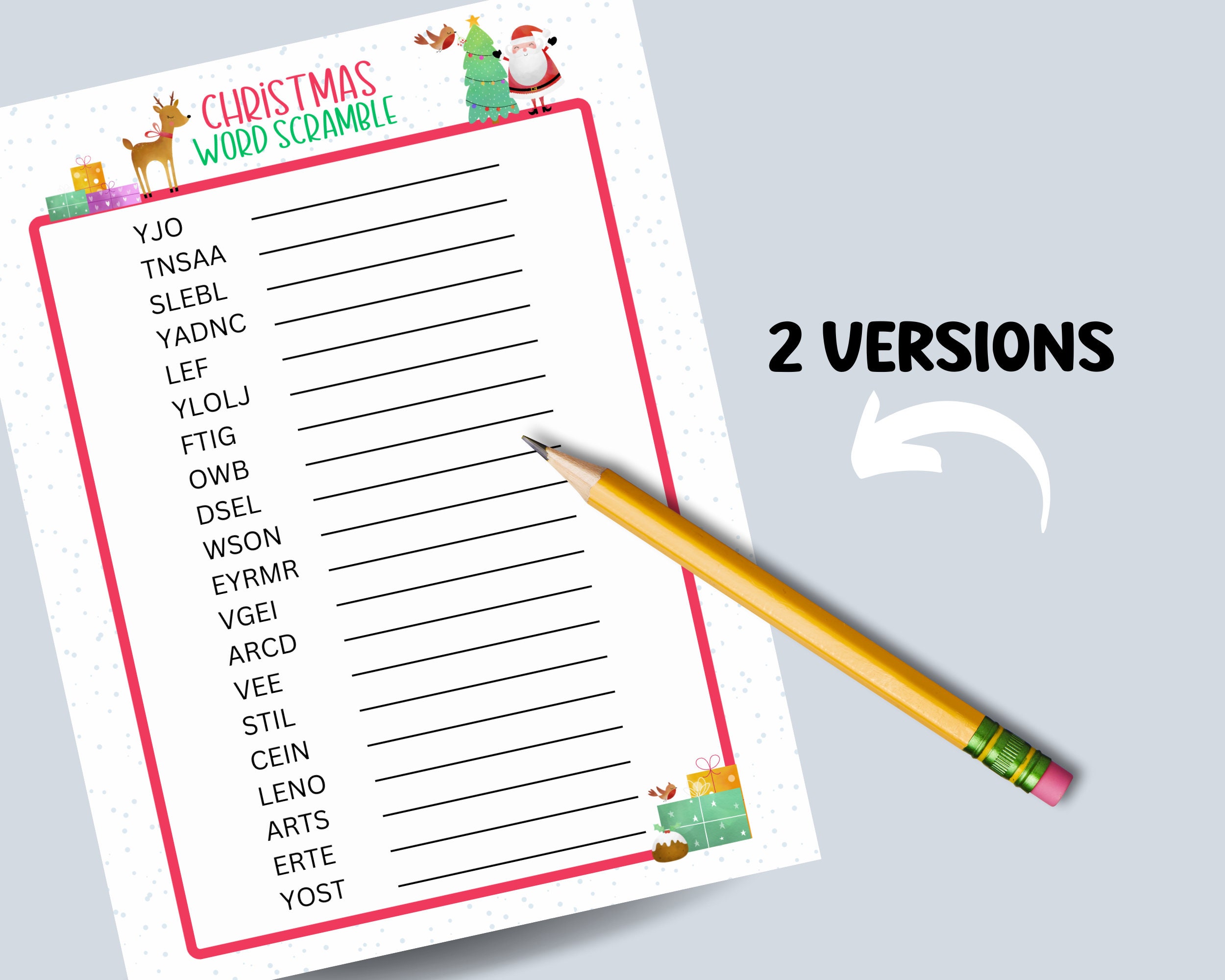 Christmas Word Scramble, Printable Holiday Game for Kids and Adults ...
