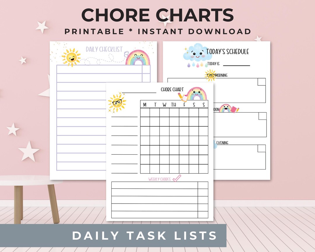 Kids Daily Task Charts,daily Habit Chart for Kids,printable Daily Chore ...