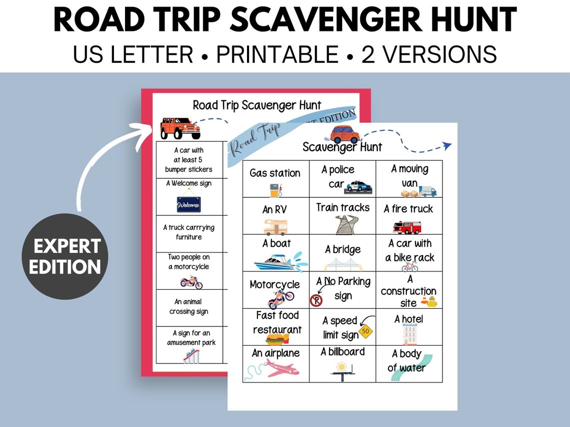 Road Trip Scavenger Hunt,car Scavenger Hunt, Road Trip Game, Travel ...