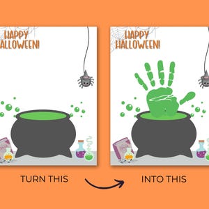 Halloween Handprint, Halloween DIY Craft for Kids, Halloween Cauldron ...